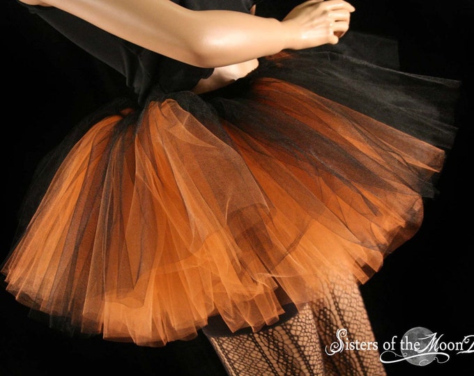 Layered Two Tone Gothic Adult Dance Tutu Orange and Black Halloween You ...