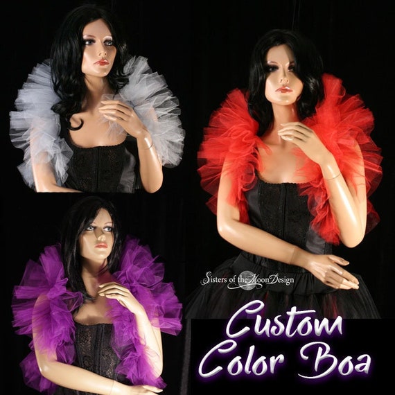 Custom Color Tulle Boa Tie on Shrug Wrap Bridal Formal | Etsy