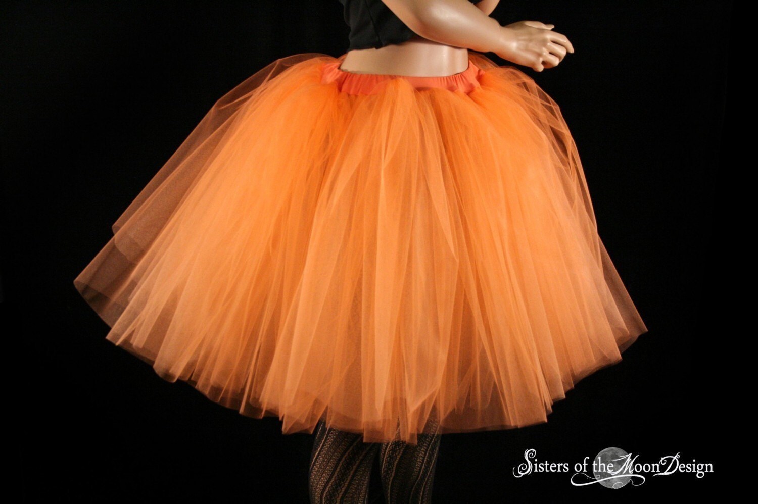Orange Tulle Adult Tutu Skirt Mid Knee Length Two Layer Petticoat ...