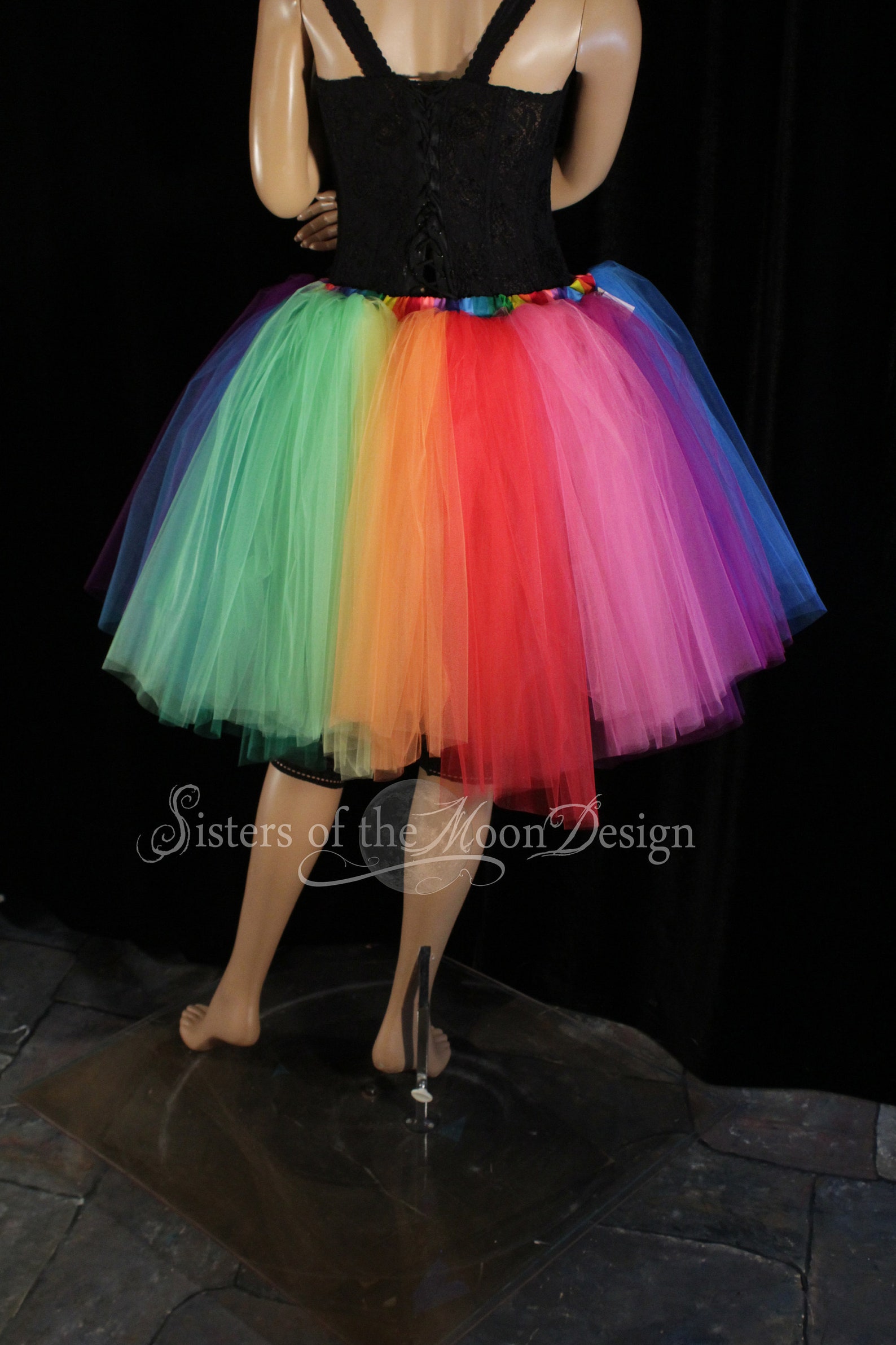 Double Rainbow Tutu Tulle Skirt Knee Length Adult Pride Run Race Dance ...