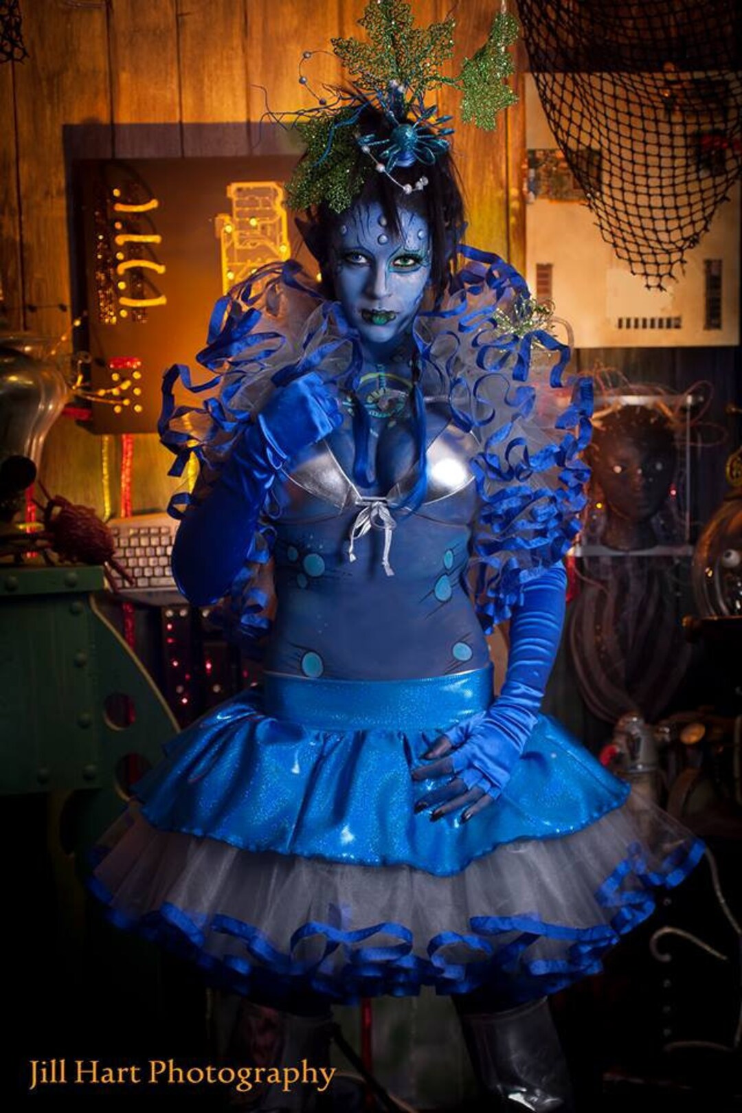 Tulle Boa Tie on Shoulder Shrug Wrap Silver Royal Blue Trimmed Formal ...