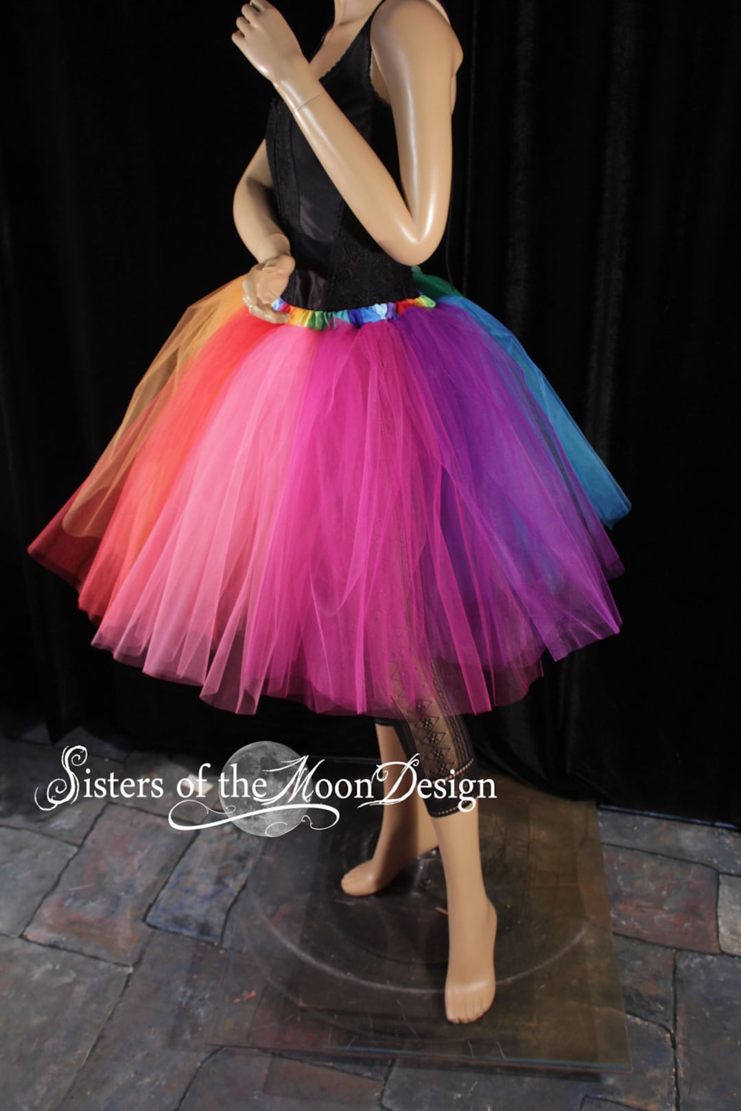 Rainbow Tutu Tulle Skirt Knee Length Pride Petticoat Sizes XS - Plus ...