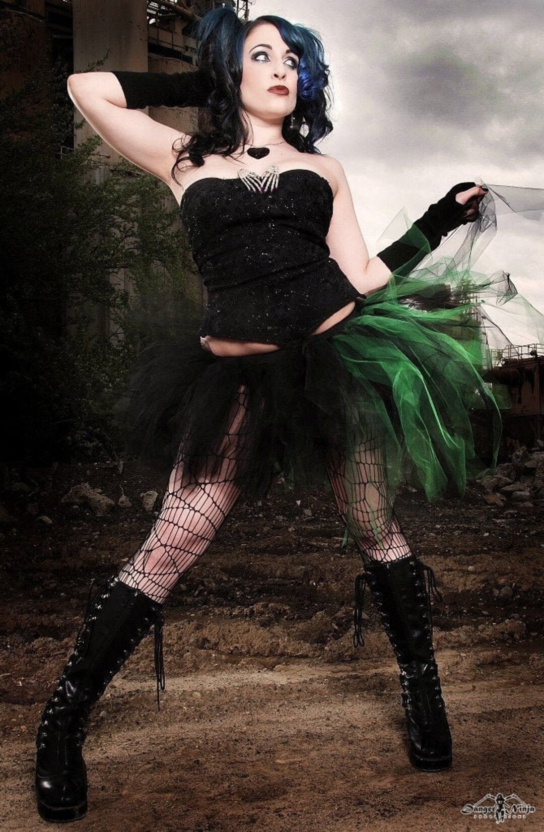 Black Green Adult Tutu Tulle Skirt High Low Bustle Back Streamer -sizes ...