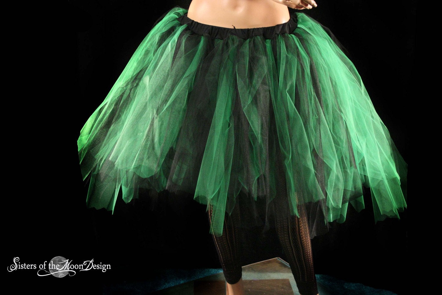 Black Green Adult Tutu Tulle Skirt Streamer Midi Knee Length - Etsy