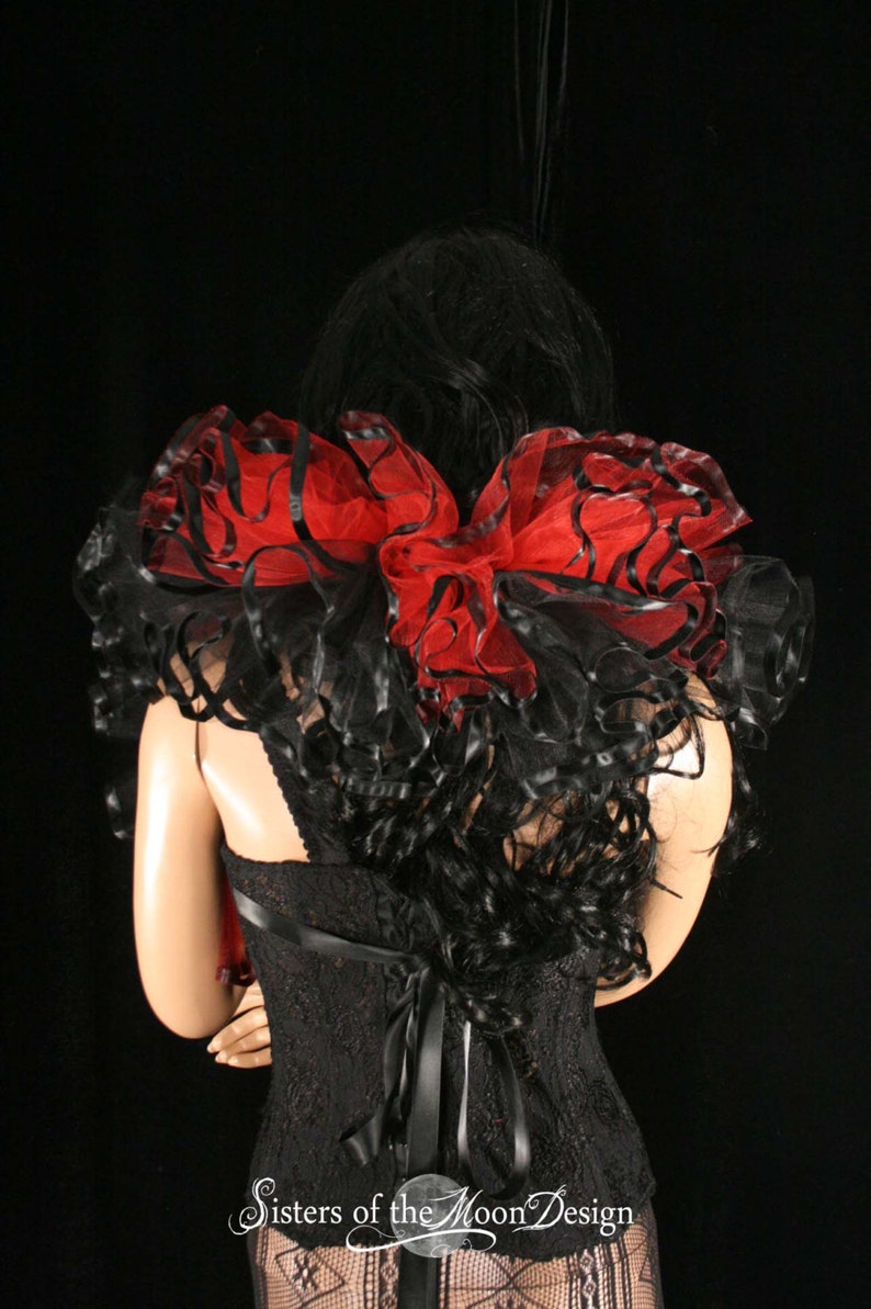 Gothic Bridal Tulle Boa Tie on Shoulder Shrug Wrap Red Black - Etsy