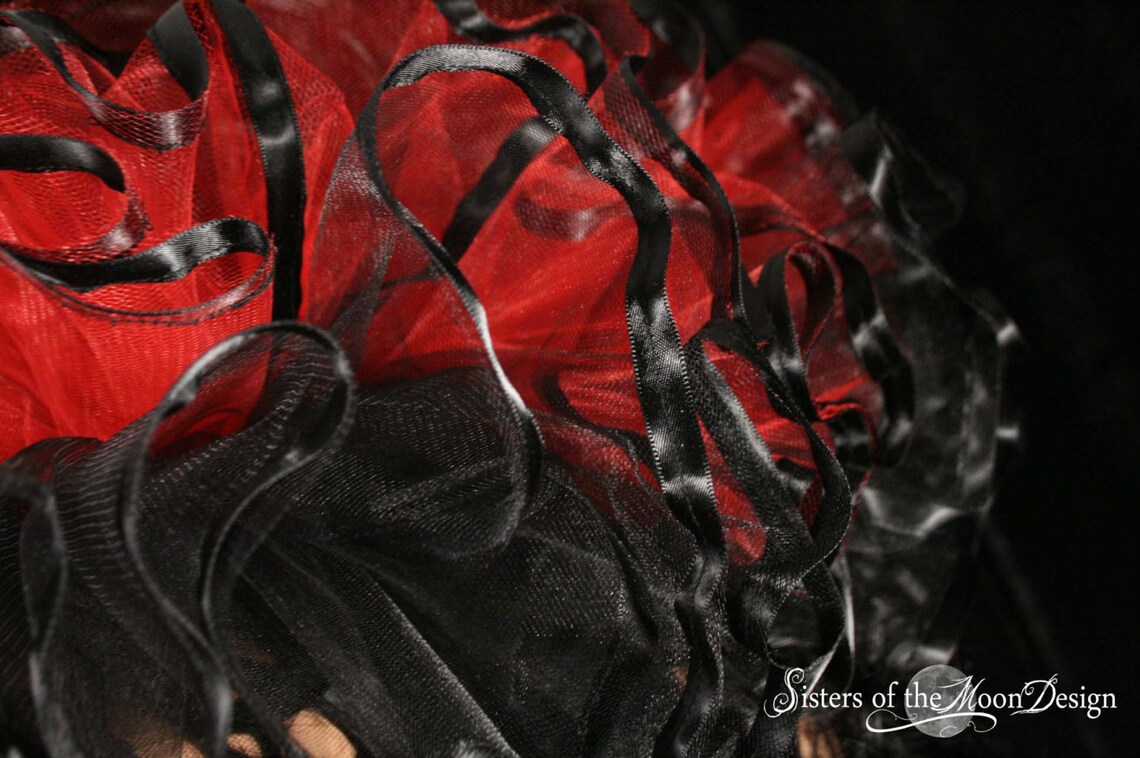 Gothic Bridal Tulle Boa Tie on Shoulder Shrug Wrap Red Black - Etsy