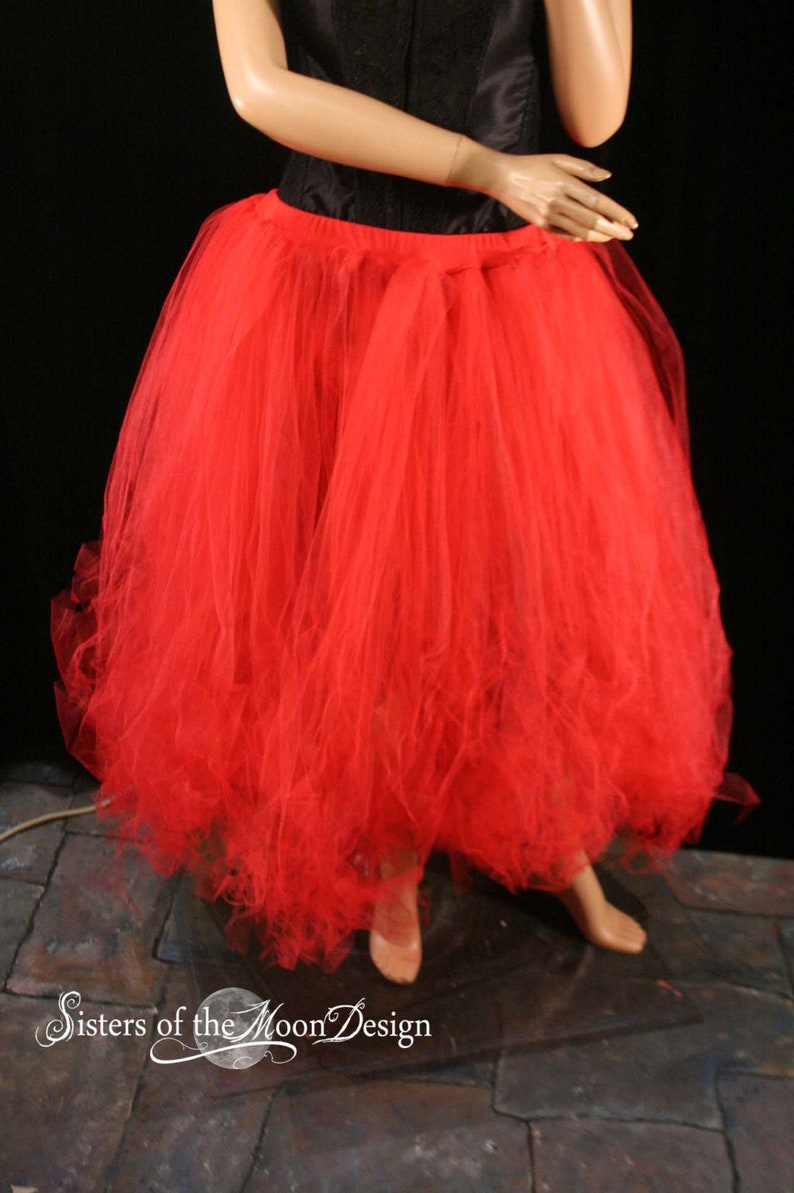 Red floor length tulle skirt Adult tutu poofy petticoat Sizes | Etsy