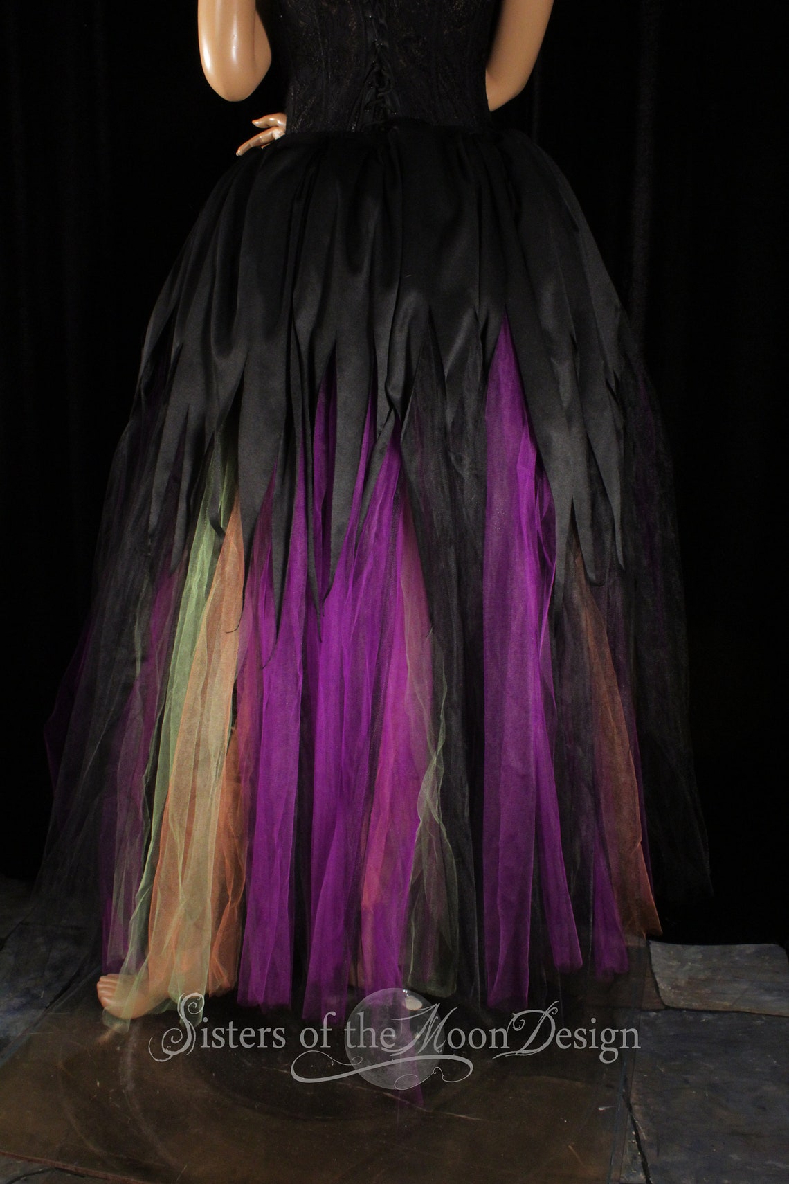 Witch tulle skirt floor length adult tutu Streamer Halloween | Etsy