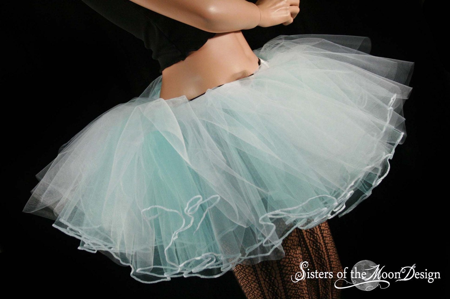 UV White Aqua Adult Tutu Tulle Skirt Three Layer Trimmed Sizes - Etsy