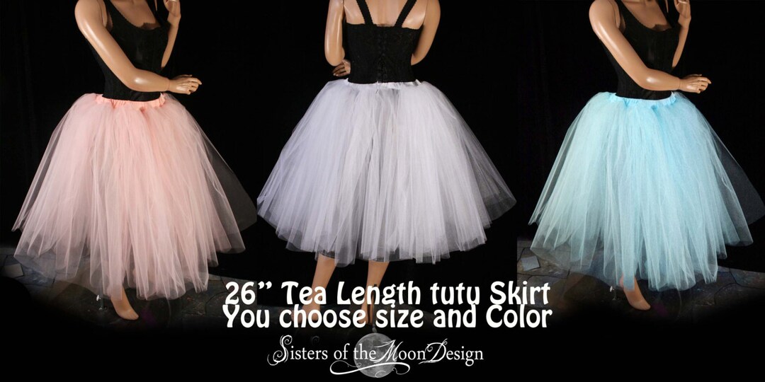 Custom Tea Length Tulle Skirt Adult Tutu Midi Petticoat Poofy Skirt ...
