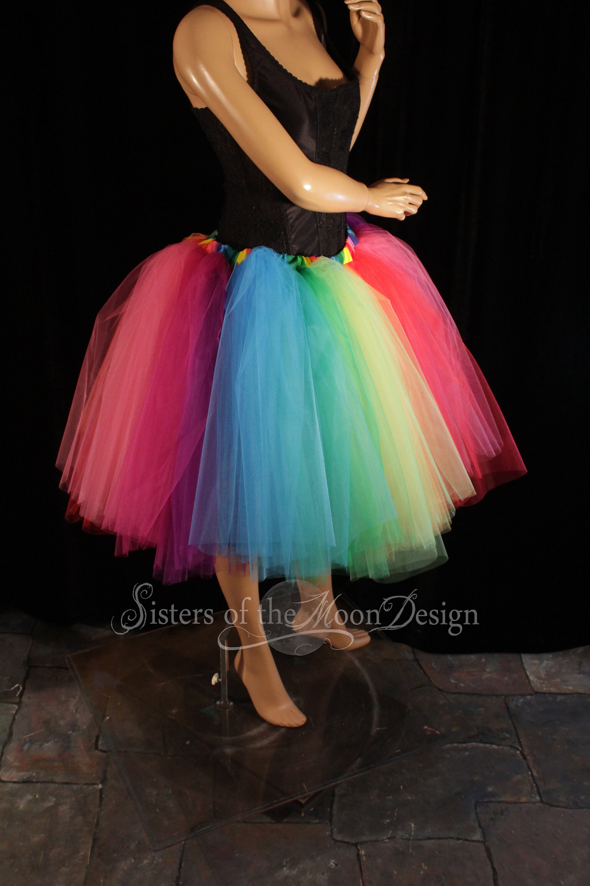 Double Rainbow Tutu Tulle Skirt Knee Length Adult Pride Run Race Dance ...