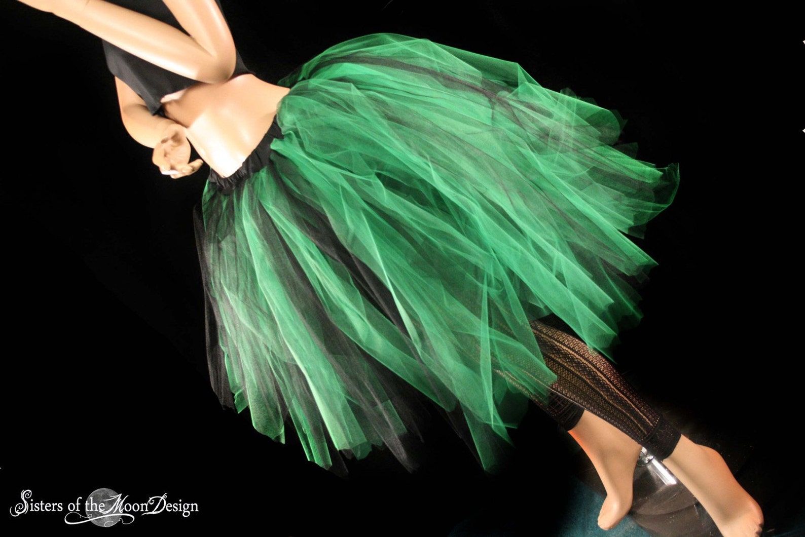 Black Green Adult Tutu Tulle Skirt Streamer Midi Knee Length - Etsy