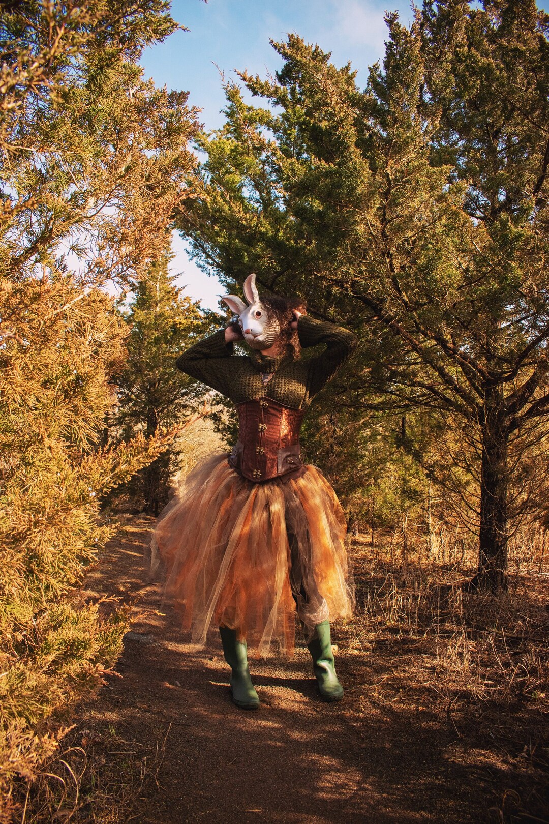 Fall Tulle Skirt Streamer Tutu Orange Brown Tea Length Mid Calf Adult ...