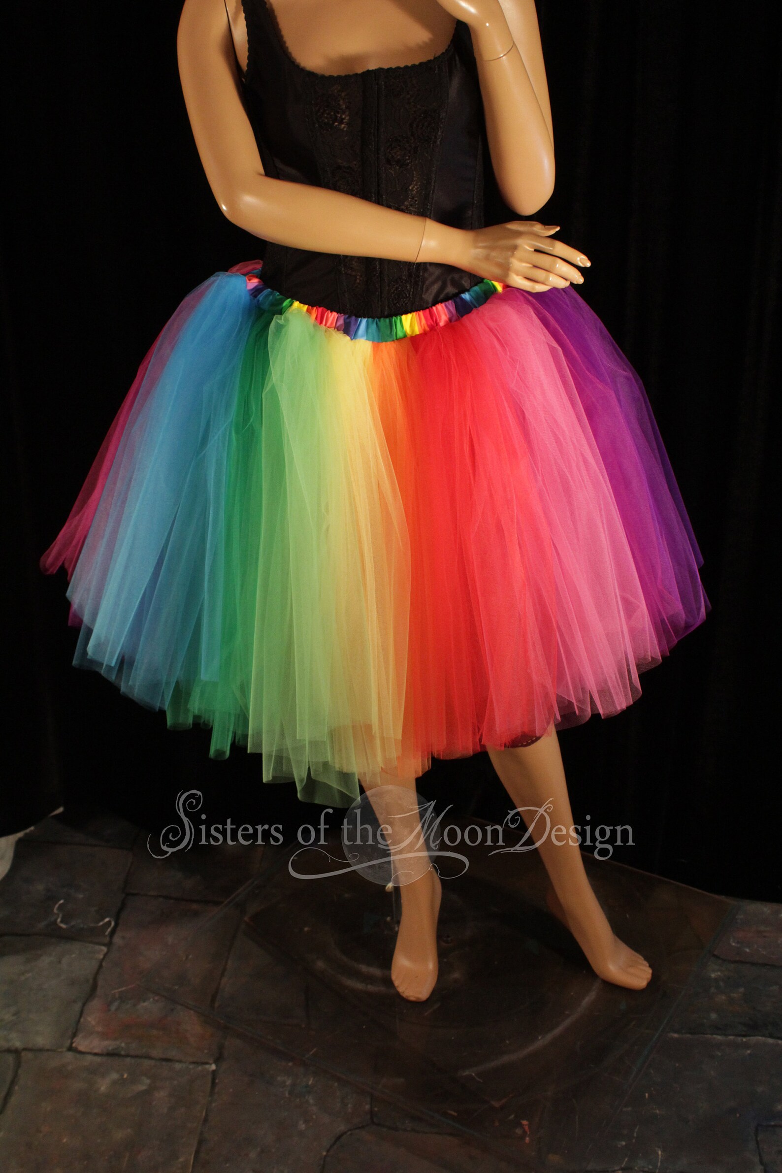 Double Rainbow Tutu Tulle Skirt Knee Length Adult Pride Run Race Dance ...
