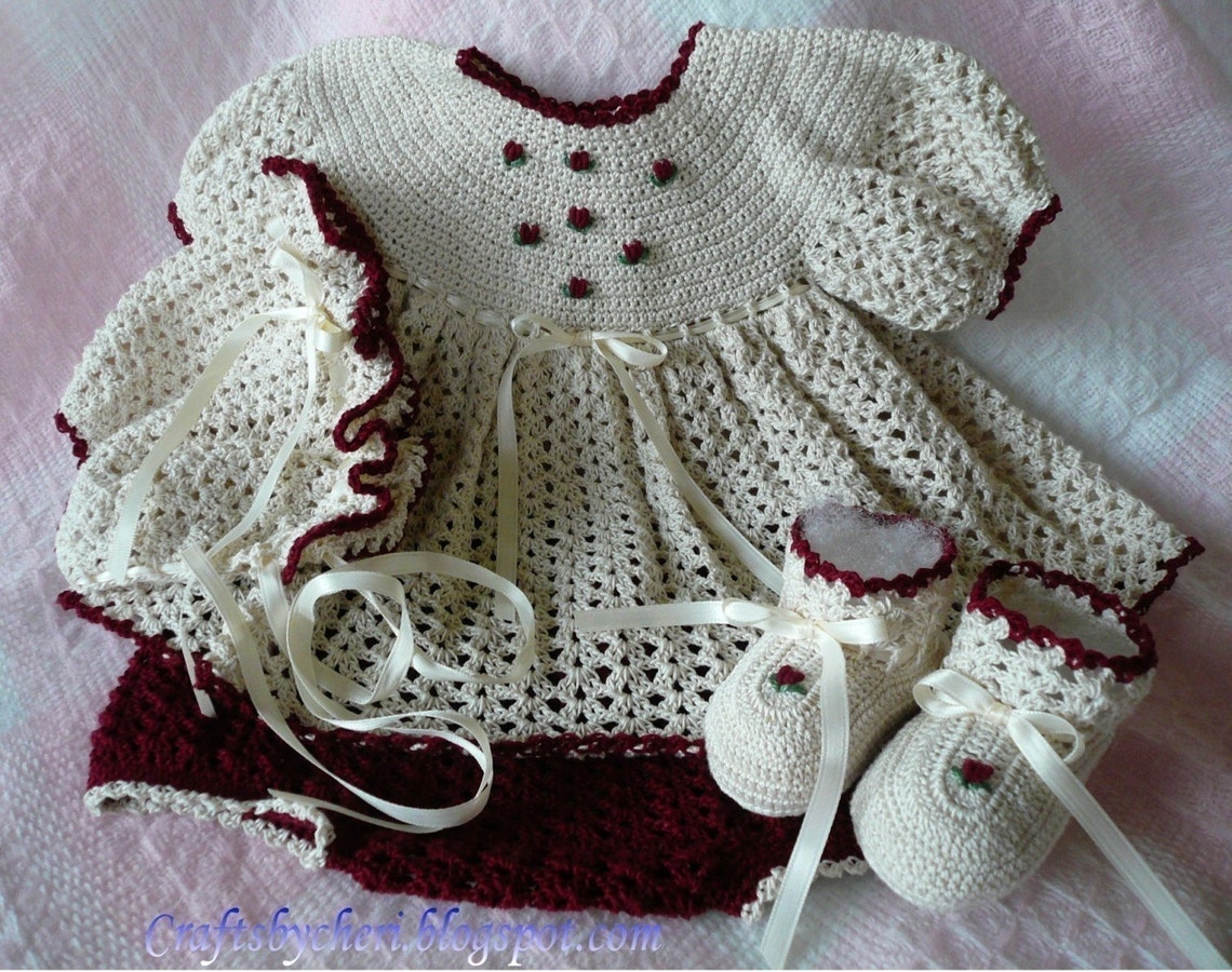 Cheri Crochet Original Baby Pattern-newborn Size-dress, Panties ...