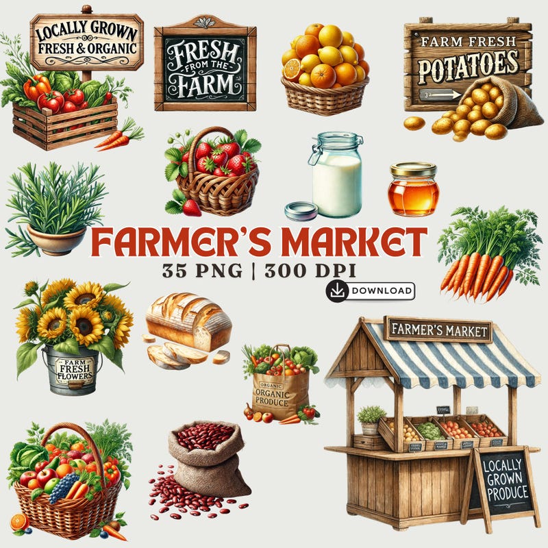 Farmers Market Clipart - Etsy