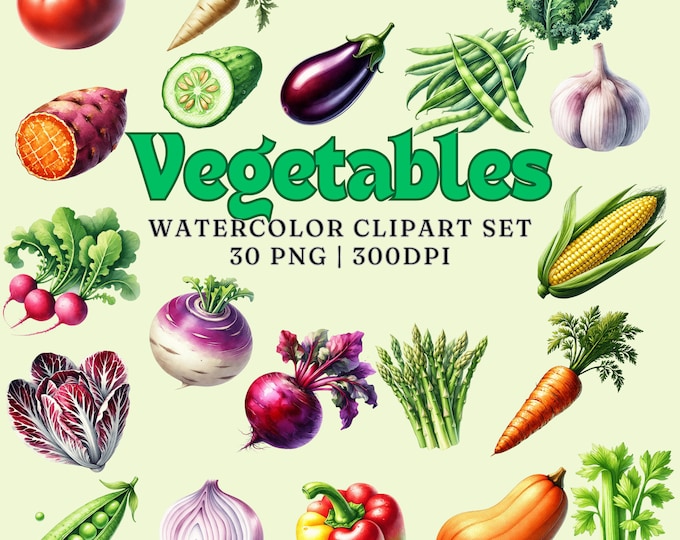 Watercolor Vegetable Clipart, Kitchen Autumn Onion, Tomato, Pepper ...