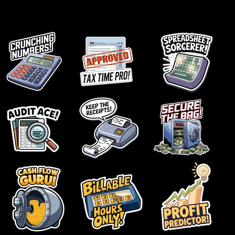 Accountant Digital Stickers Bundle | 35 PNG Finance Planner Stickers ...