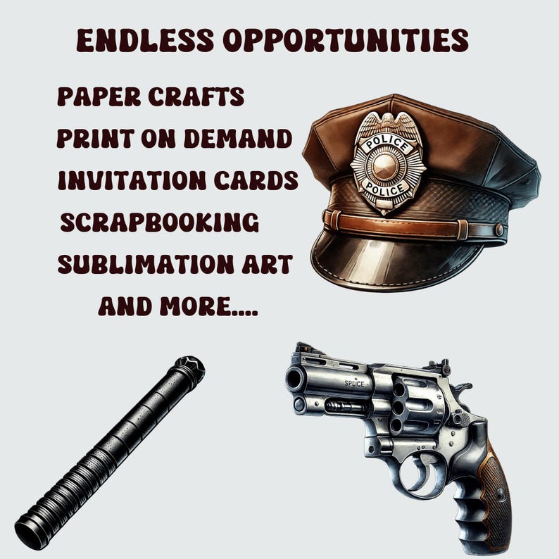 Police Watercolor Clipart Set: 30 PNG, Police Cars & Tools (digital ...