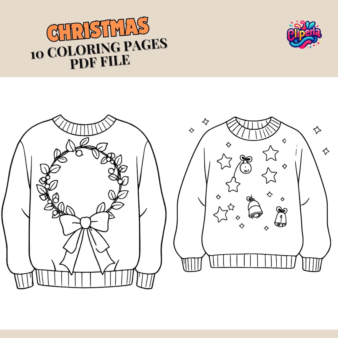 Ugly Sweater Coloring Pages: 6 Christmas Designs (PDF) - Etsy