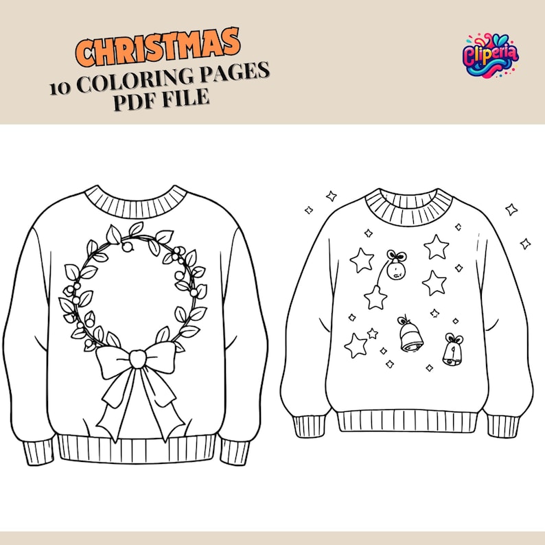 Ugly Sweater Coloring Pages PDF 6 Fun Printable Christmas Designs for ...
