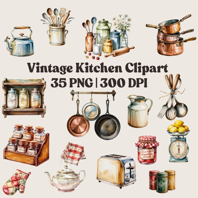 Retro Kitchen Clipart - Etsy