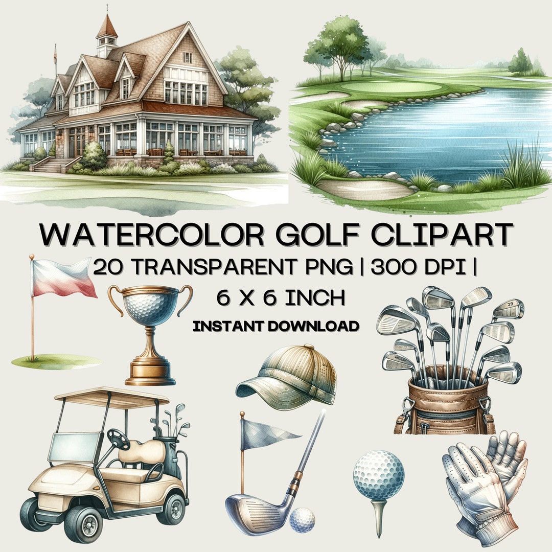 Watercolor Golf Clipart Set | 20 PNG High-resolution Images ...