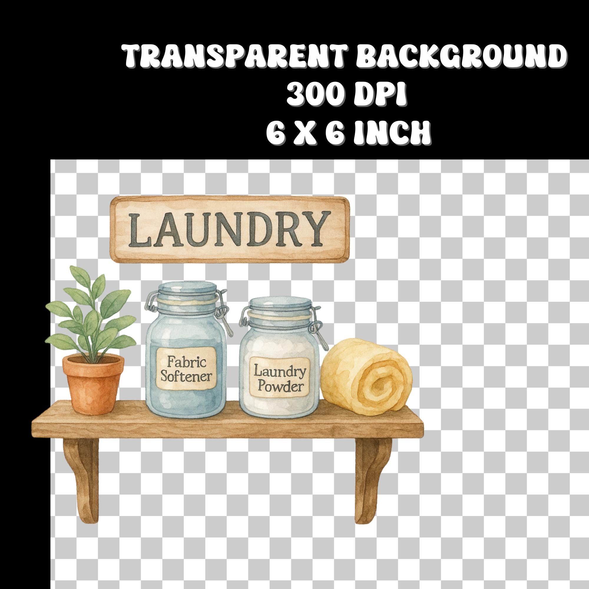 Laundry Day Watercolor Clipart: Vintage Laundry Room Graphics ...