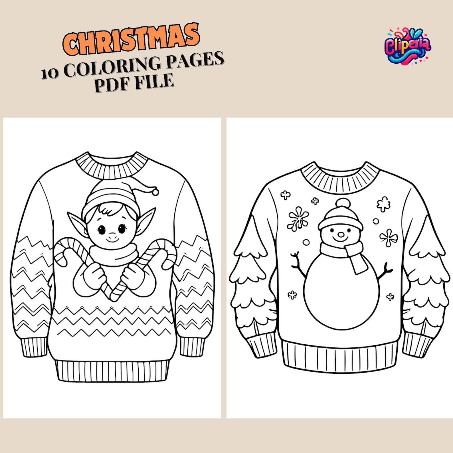 Ugly Sweater Coloring Pages PDF - 6 Fun Printable Christmas Designs for ...