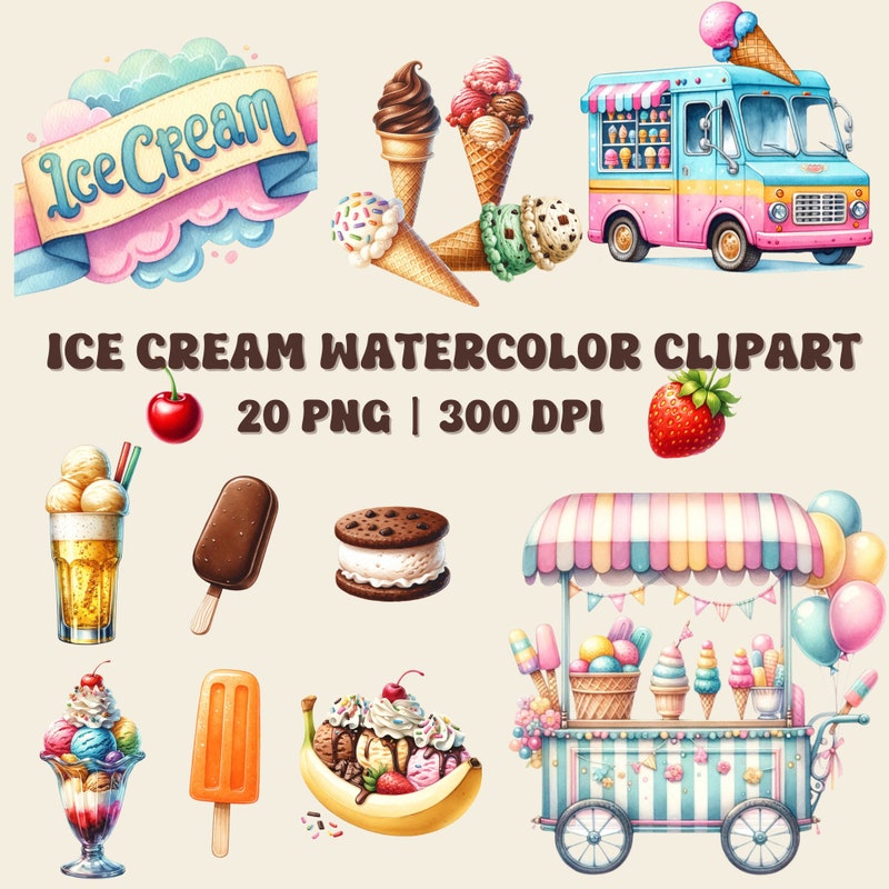 Ice Cream Clip Art - Etsy
