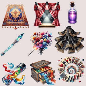 Magician Watercolor Clipart - 18 PNG Files, High-quality 300 Dpi,magic ...