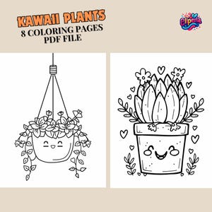 Kawaii Plants Coloring Pages for Kids and Adults | 8 Cute Plant ...