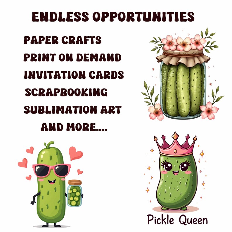 Kawaii Pickle Clipart Bundle: Funny Food Art (PNG, 400 DPI) - Etsy