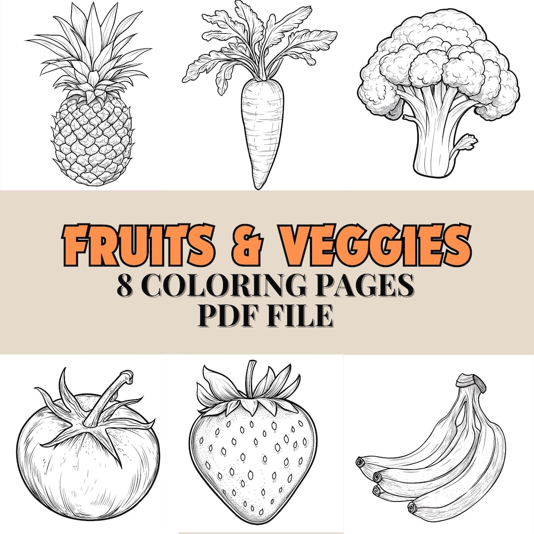 Fruits and Vegetables Coloring Pages for Kids, Printable Fruit and ...