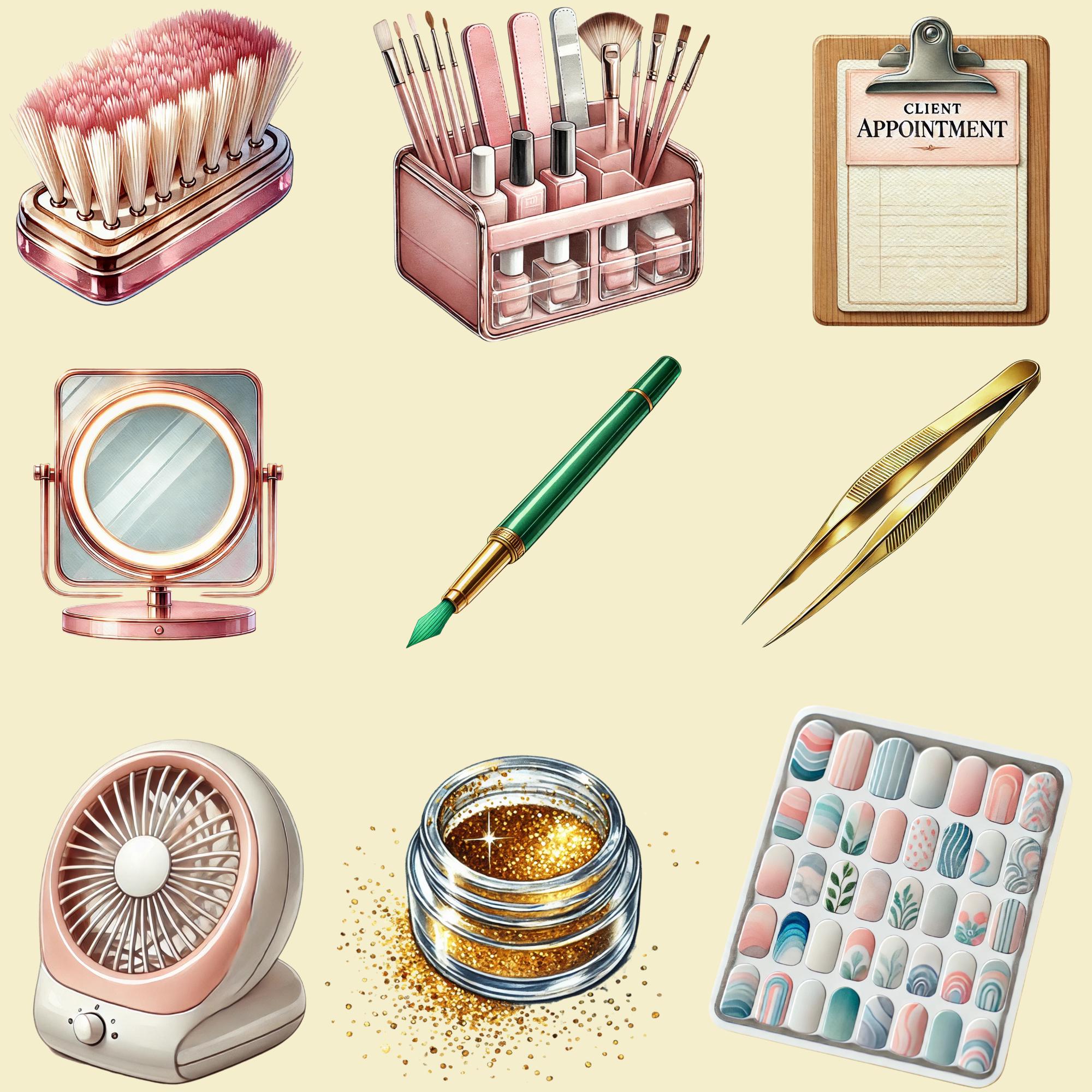 Nail Salon Clipart Set: Watercolor Manicure Graphics (30 PNG ...