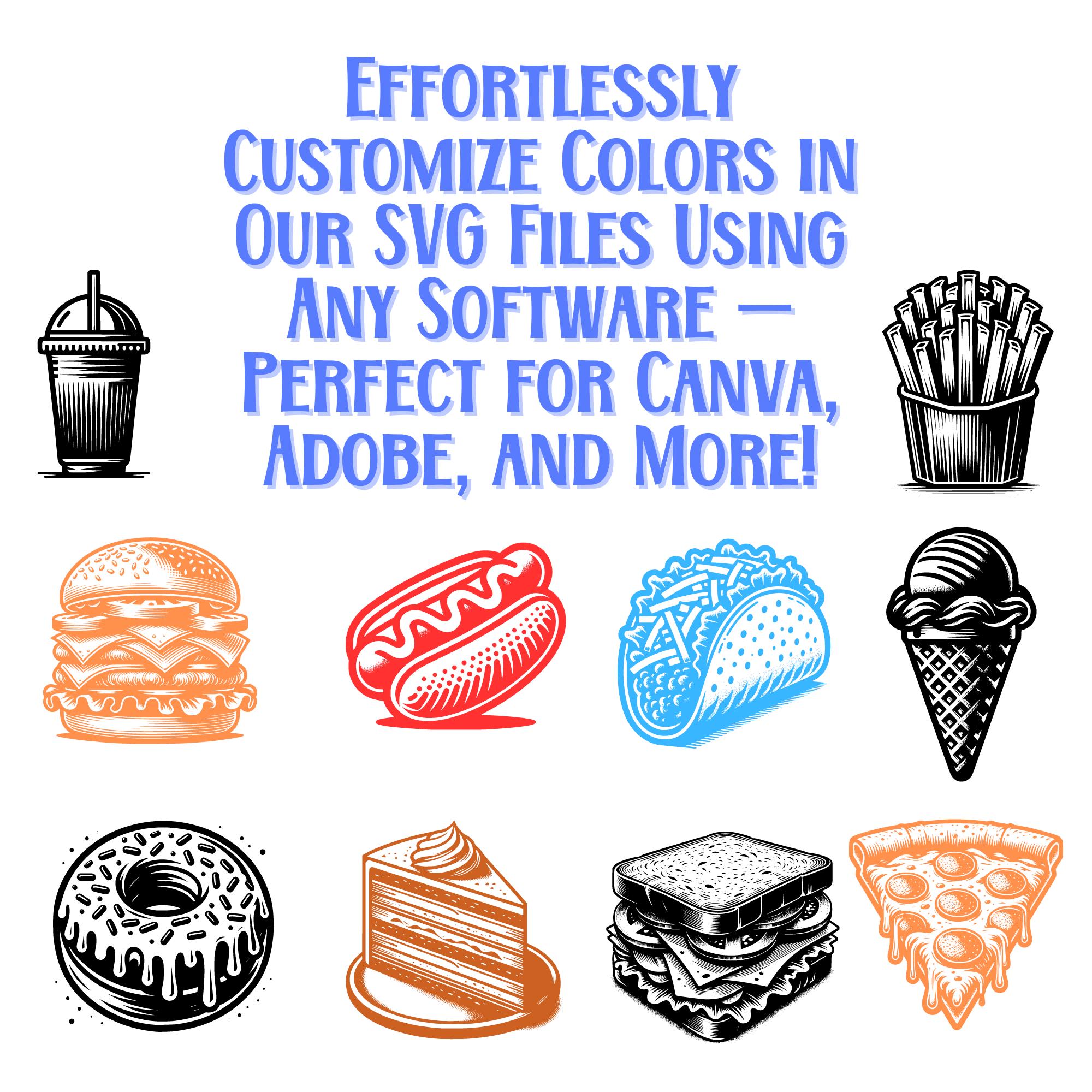 Vintage Fast Food Clipart Bundle 10 Retro SVG & PNG Files Commercial ...
