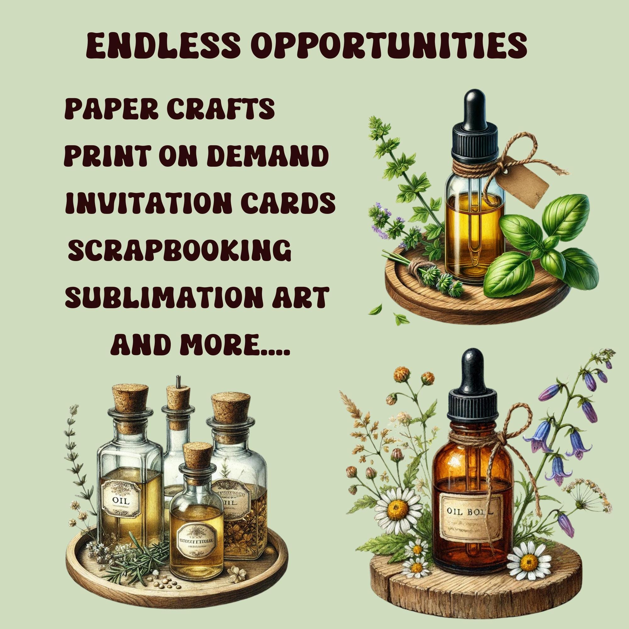 Vintage Oil Bottles Watercolor Clipart Set 20 Pngs, 300 DPI, Apothecary ...