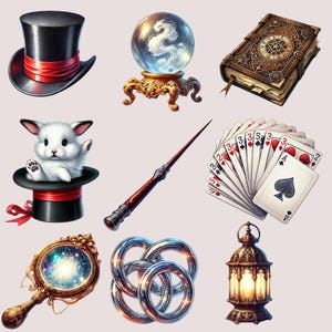Magician Watercolor Clipart - 18 PNG Files, High-quality 300 Dpi,magic ...
