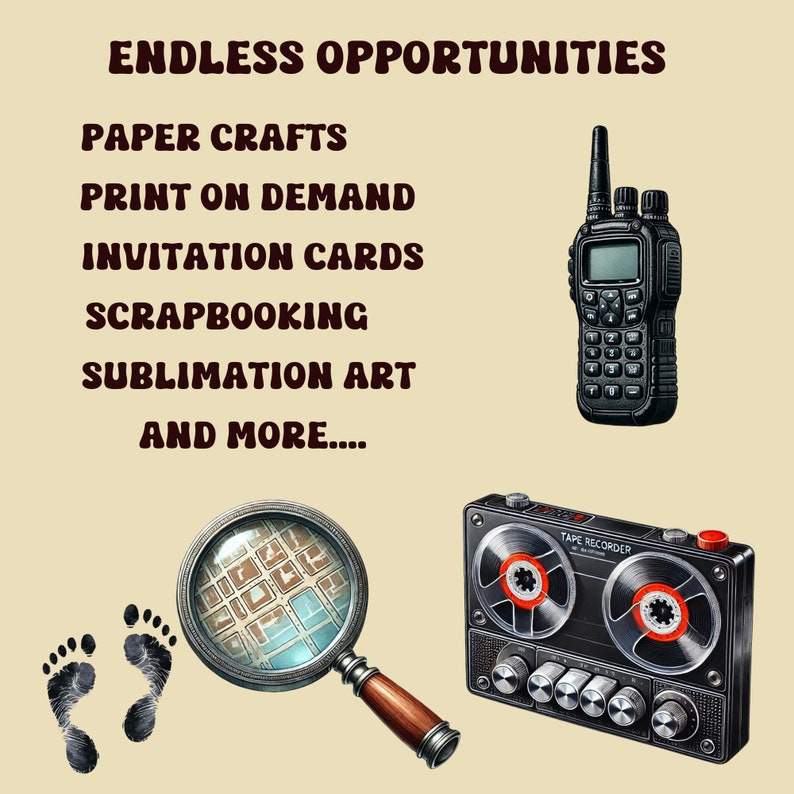 Detective Watercolor Clipart Set 32 PNG Images Commercial Use Crime ...