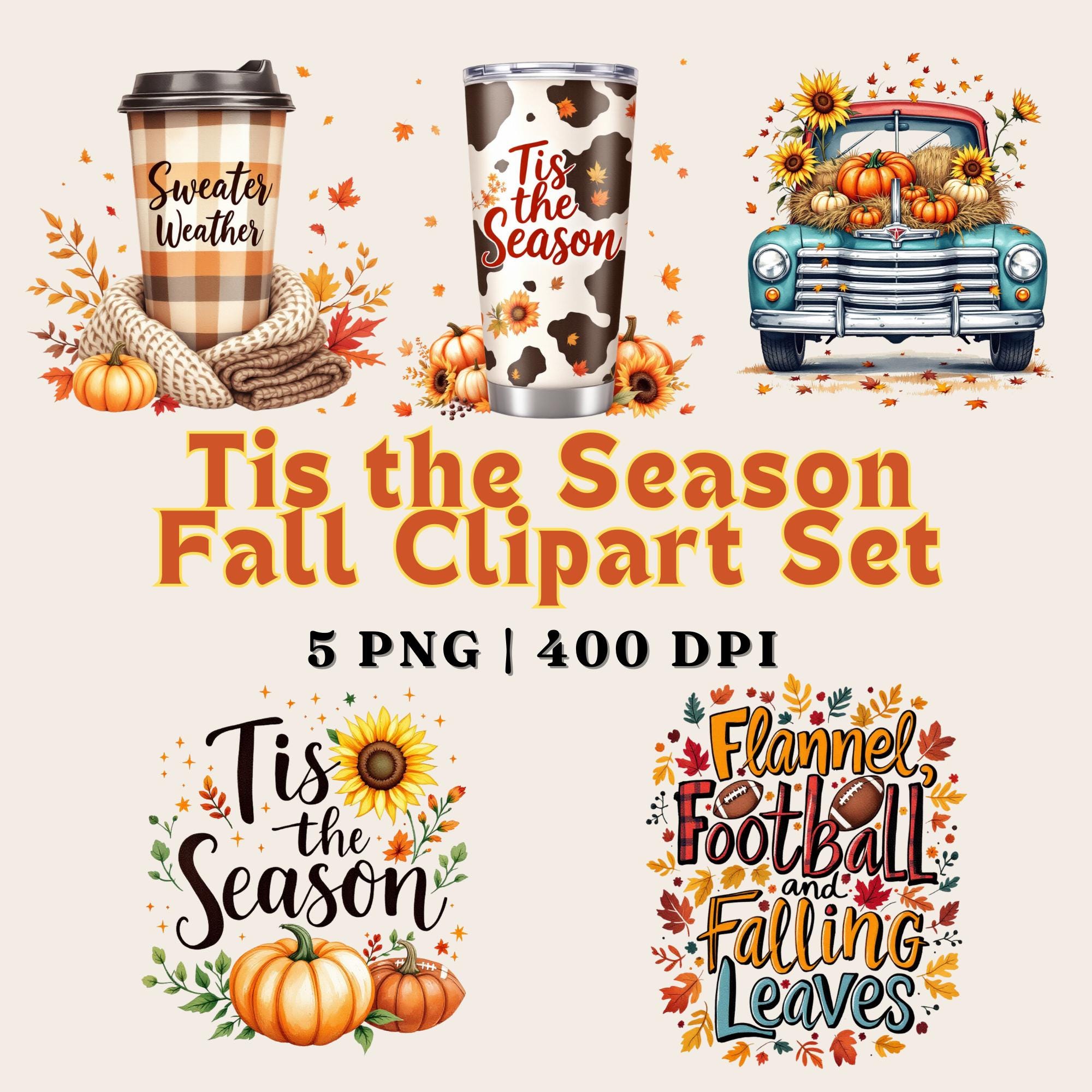 Autumn Clipart Set: Cozy Fall PNG Graphics (digital Download) - Etsy