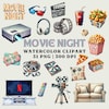 Movie Clipart, Watercolor Cinema Clipart, Summer Clip Art, Film ...