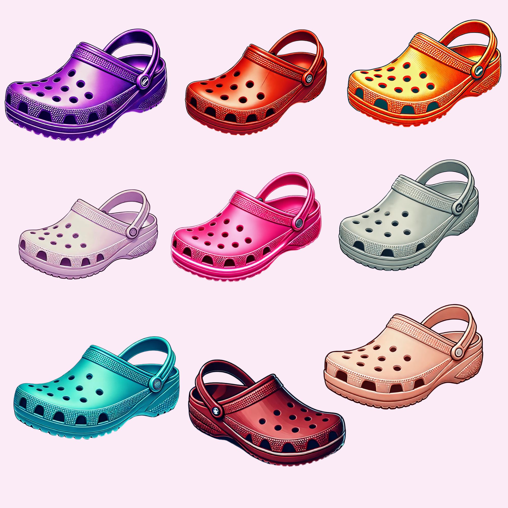 Colorful Crocs Clipart Set – 20 PNG Shoe Graphics |digital Download for ...