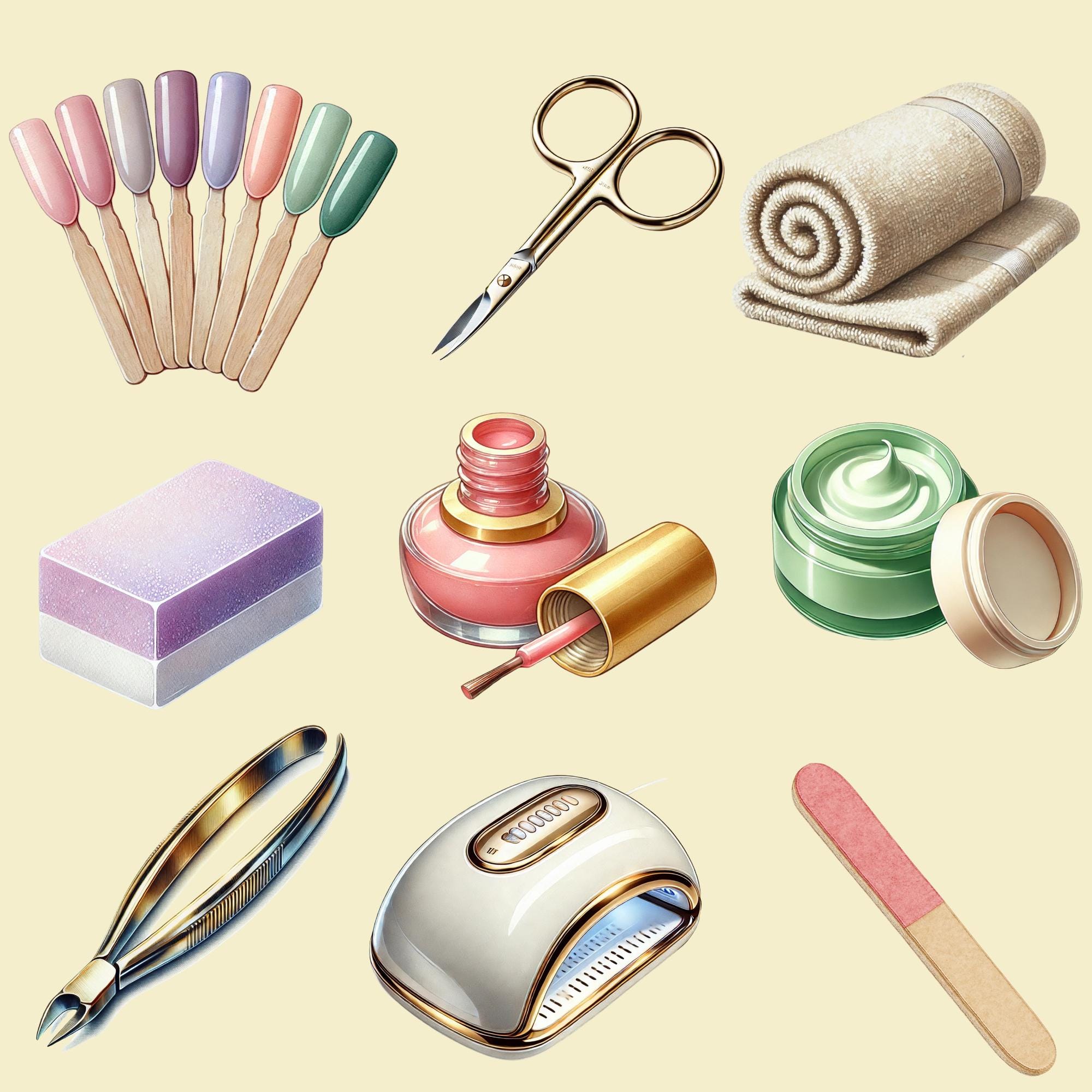 Nail Salon Clipart Set: Watercolor Manicure Graphics (30 PNG ...