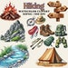 Hiking Watercolor Clipart Set 22 PNG Images Commercial Use Camping Gear ...