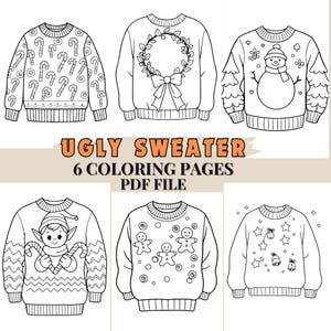 Ugly Sweater Coloring Pages: 6 Christmas Designs (PDF) - Etsy