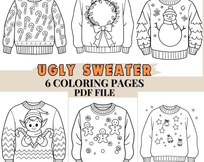 Ugly Christmas Sweater Coloring Page | Colouring Page | Christmas ...