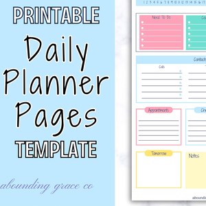 Daily Planner Pages Template, Colorful Daily Planner Printable ...