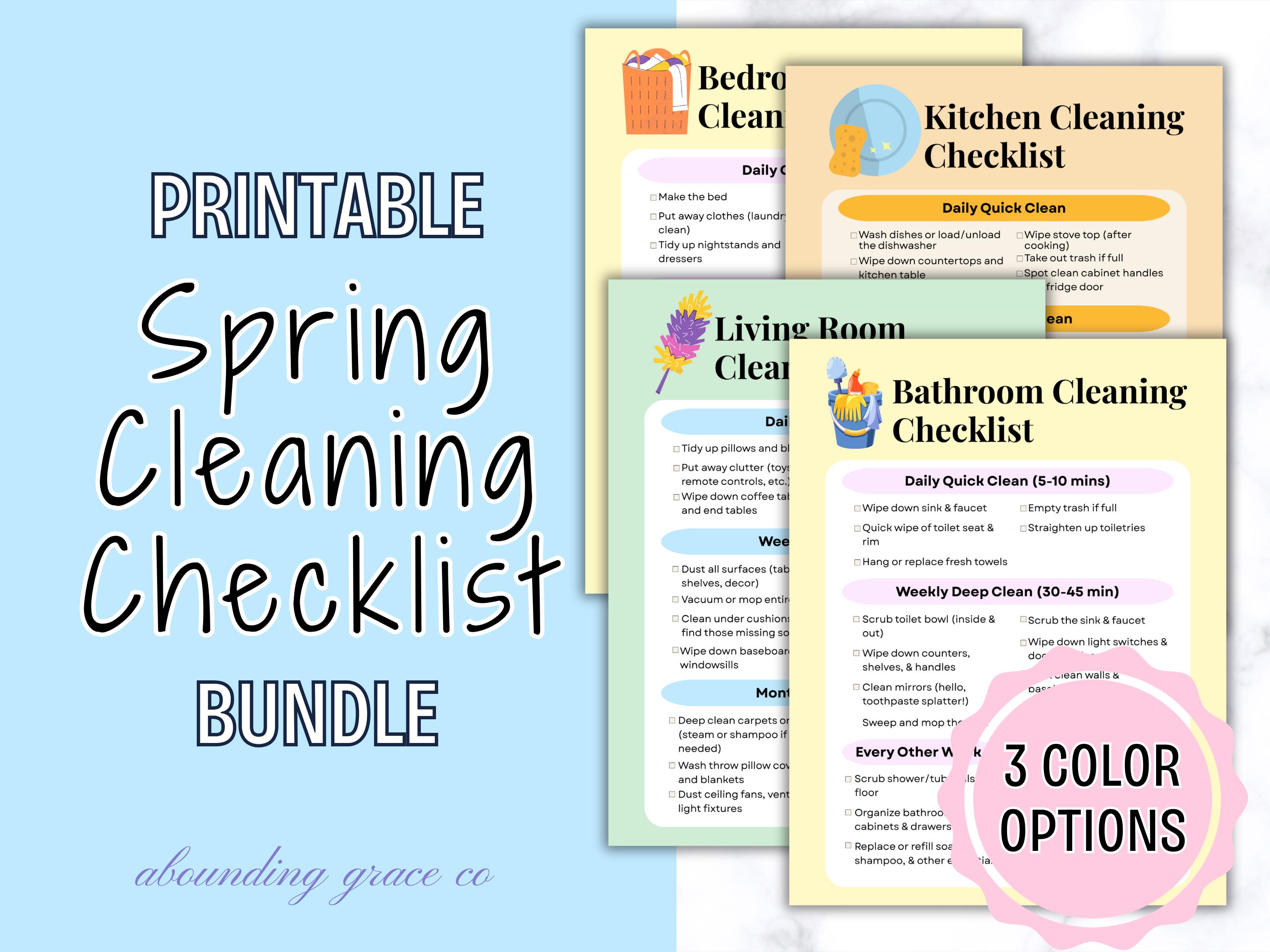 Spring Cleaning Checklist Bundle Printable, Cleaning Checklist, Home ...
