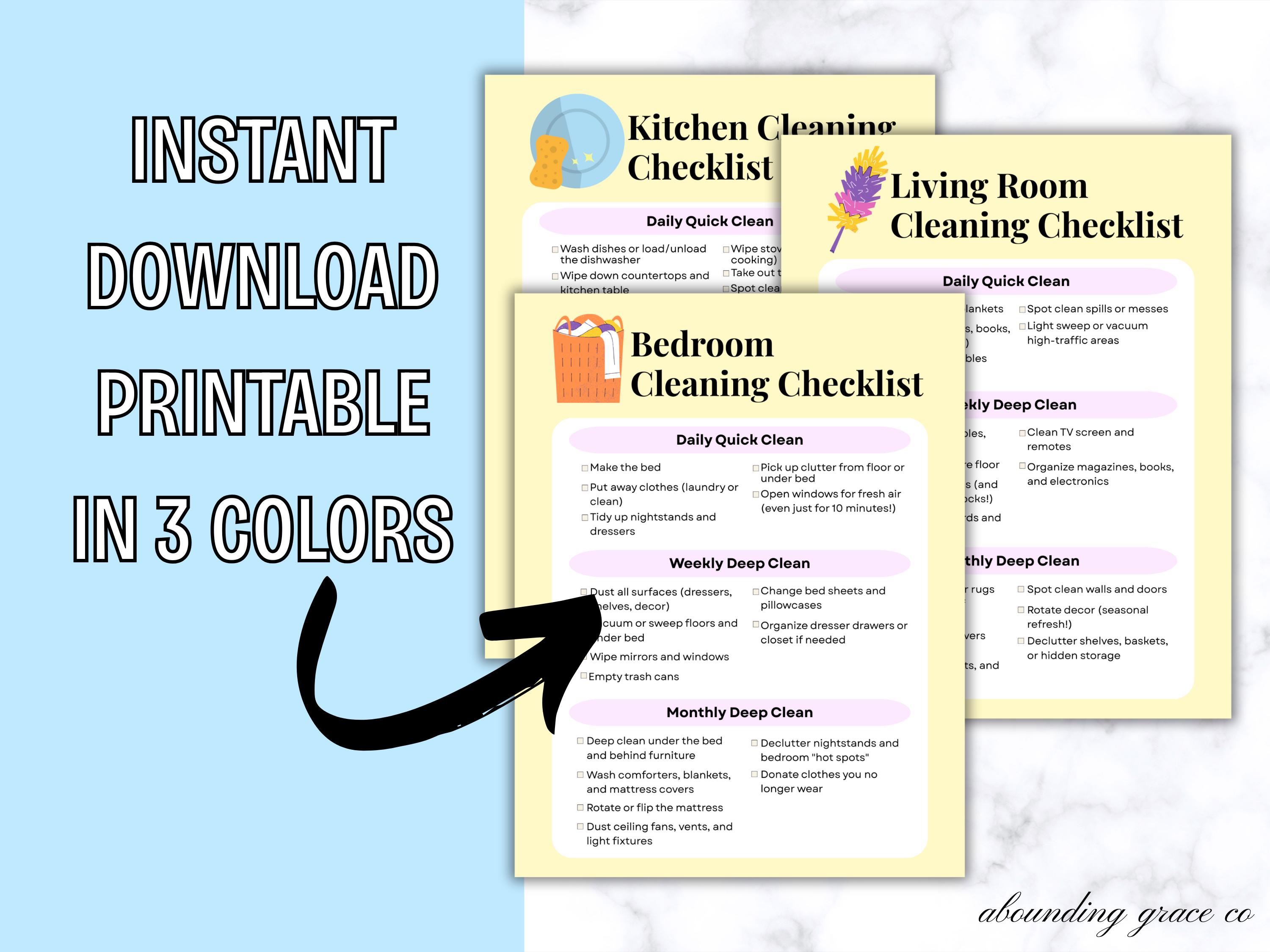 Spring Cleaning Checklist Bundle Printable, Cleaning Checklist, Home ...