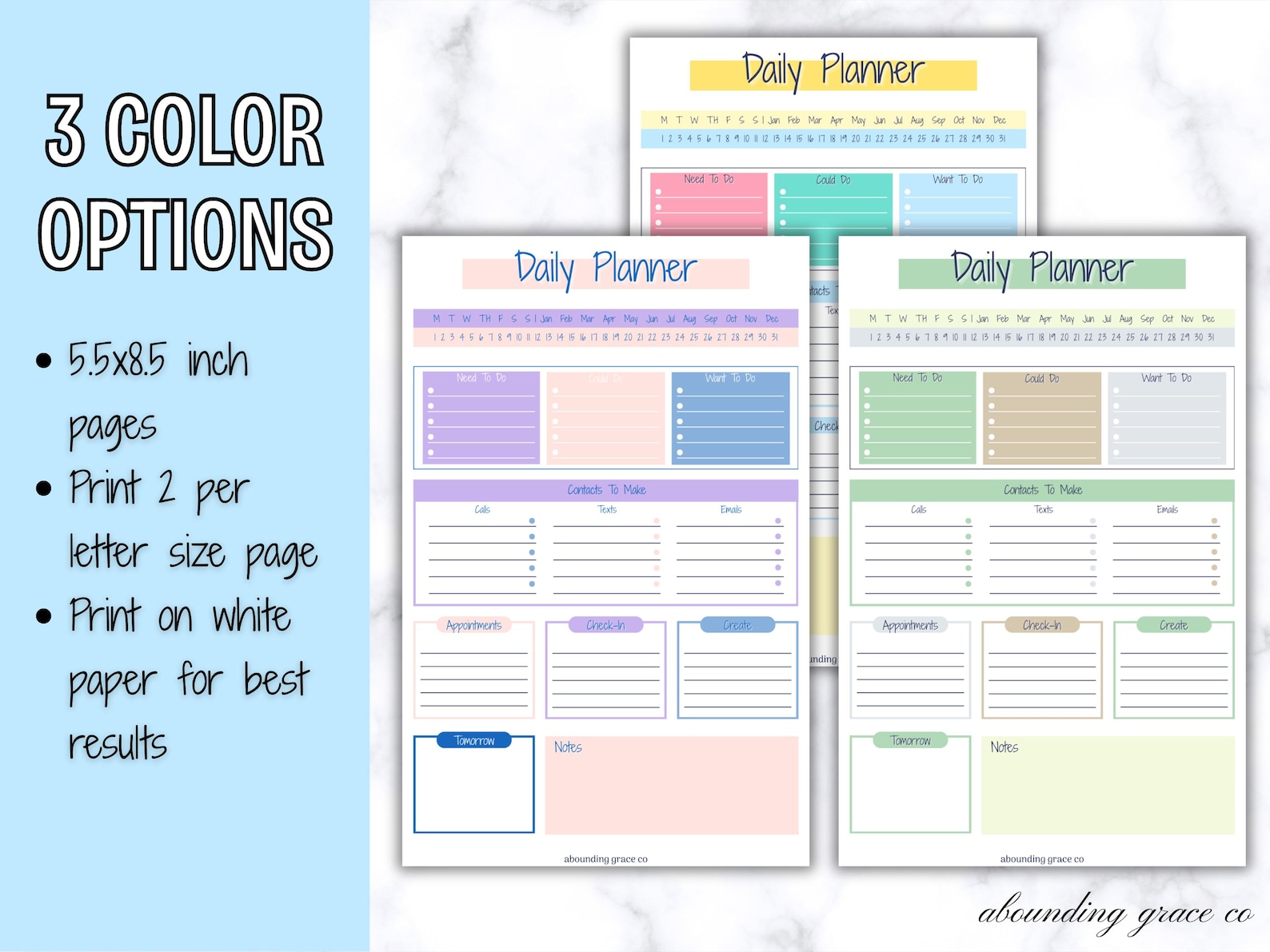 Daily Planner Pages Template, Colorful Daily Planner Printable ...